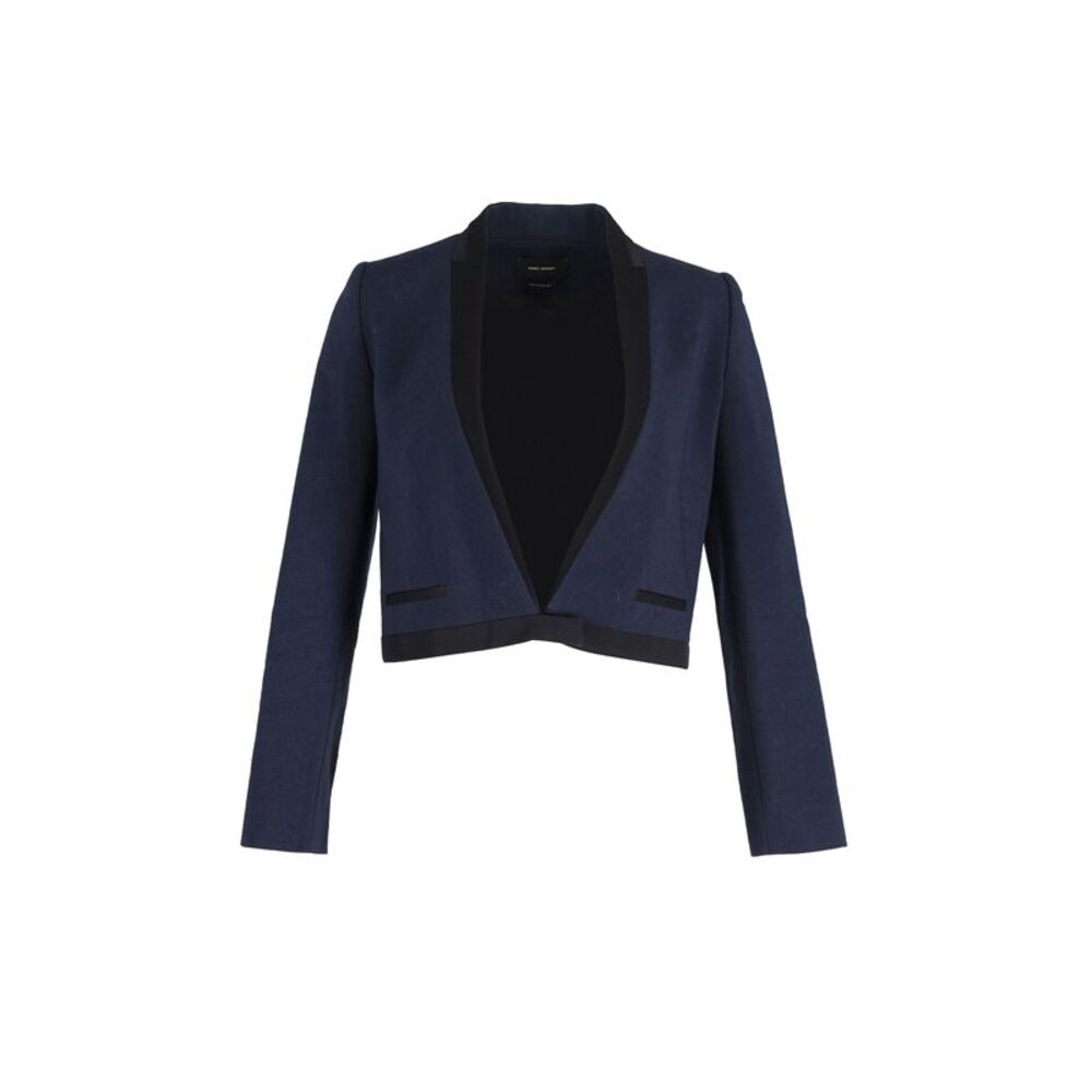 Isabel Marant Jamet Cropped Blazer In Blue Wool - Gem